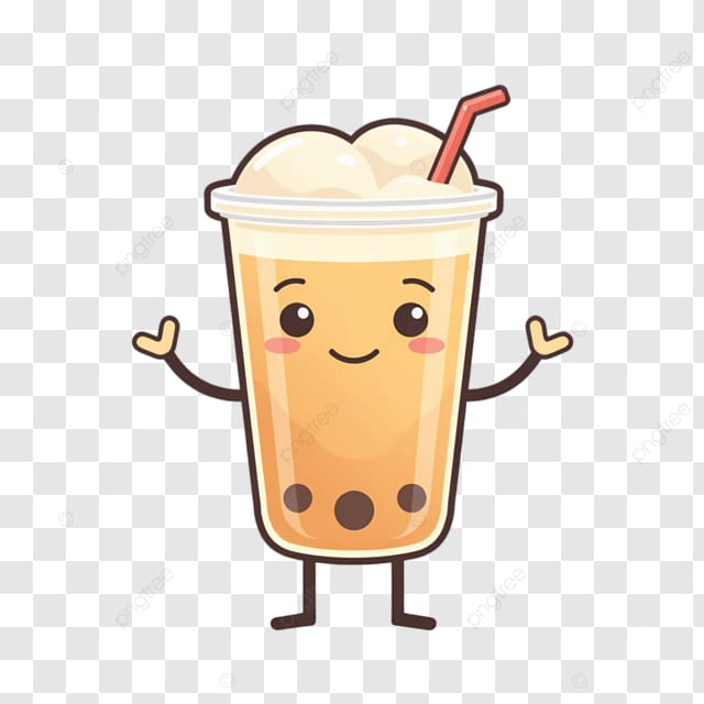 一杯快乐的珍珠奶茶【免抠元素PSD】-90设计网